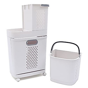 Rolling Laundry Basket Tower Stackable Laundry Basket with Wheels, Laundry Room Organization Multifunction Storage Basket Plastic (17 x 12 x 29 inch)