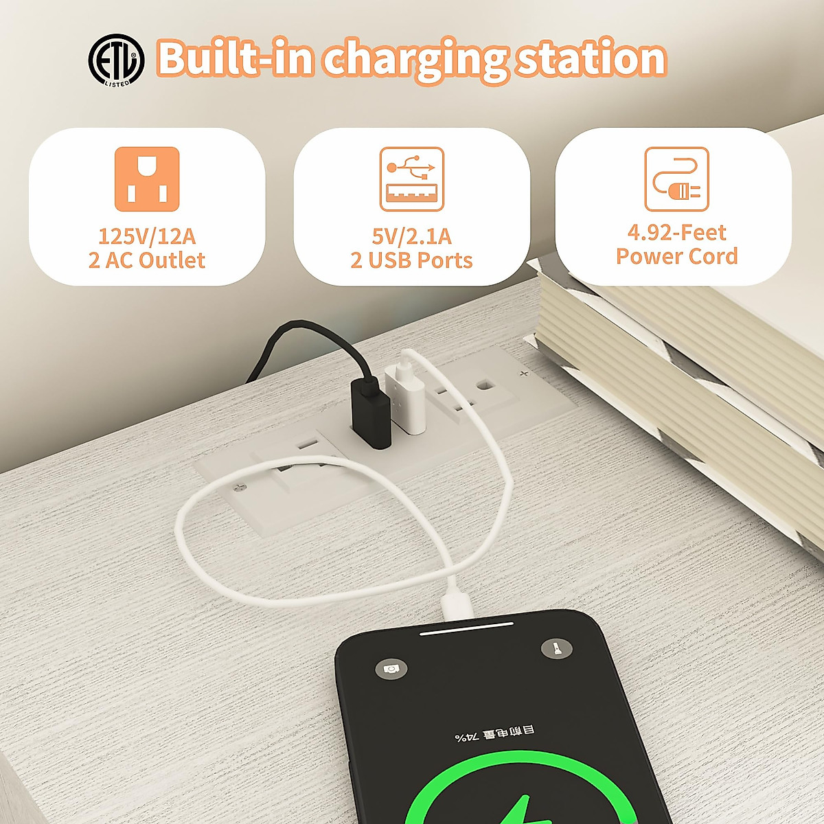 Vibe & Dine 9 Drawer Dresser with LED Lights and Charging Station, Modern Chest of Drawers Closet Organizer, Wood Wide Storage Dresser for Bedroom, Living Room