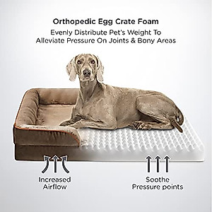 Bedsure Orthopedic Dog Bed for Medium Dogs - Waterproof Dog Bed Medium, Foam Sofa with Removable Washable Cover, Waterproof Lining and Nonskid Bottom Couch, Pet Bed, Brown