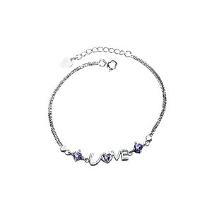 Wrap Bracelets for Women Birthday Gifts Strand Bangle Armband Jewelry for Teen Girls Silver Tone Bracelet Chain Plated Mother’s Adjustable Day for Women Armband (Purple, One Size)