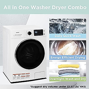 COMFEE’ 24" Washer and Dryer Combo 2.7 cu.ft 26lbs Washing Machine Steam Care, Overnight Dry, No Shaking Front Load Full-Automatic Machine, Dorm White