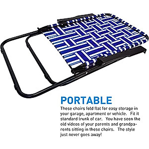 EasyGo Product Portable – Retro Style High Back Design – Outdoor Webbed Chair for Backyard, Camping, Sporting Events – Easy Folding, 4 Pack, Blue