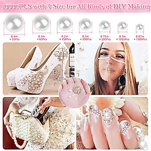 Mckanti 10000pcs Flat Back Pearls Half Round Pearl Beads Flatback Loose Beads for Crafts DIY Phone Nail Making (2mm/3mm/4mm/5mm/6mm/8mm/10mm)