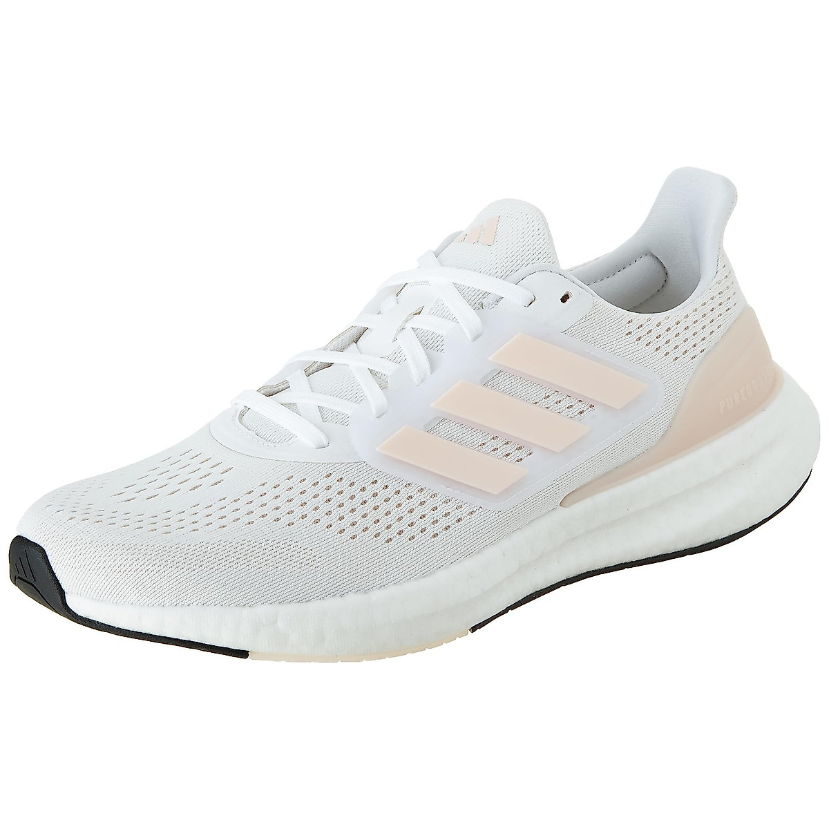 adidas Women's Pureboost 23 Sneaker, White/Wonder Quartz/Core Black, 11