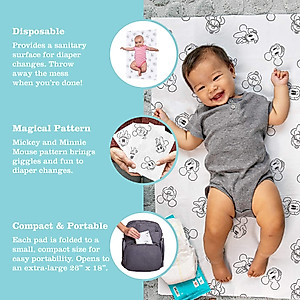 Disney Baby by J.L. Childress Disposable Changing Pads for Baby - Disney Travel Essential - Diaper Changing Table Liners - Disposable Travel Changing Pads, 26"x18" - Mickey & Minnie Mouse - Pack of 24
