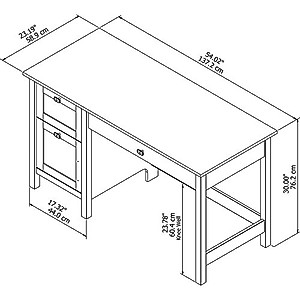 Bush Furniture Broadview Computer Desk with Drawers in Pure White