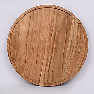 Samhita Acacia Wood Round Cheese Board, Charcuterie Board with Rimmed Edge for Serving Cheese Beverages & Food on Bar Living Room (13" x 13" x 1")