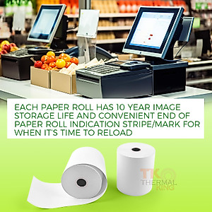 TK Thermal King (30 Rolls) 3 1/8" 230' feet White Thermal Paper Cash Register POS Receipt, Fits All Credit Card Terminal Great For Credit Card Paper
