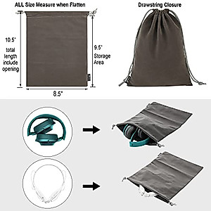 Cosmos Set of 2 Premium Gray Travel Carry Drawstring Headphones Pouch Bag (Gray Color)