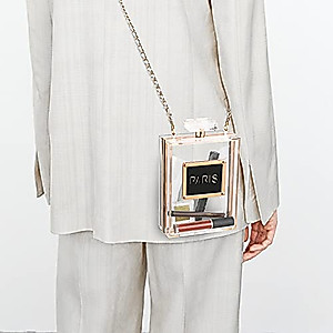 WJCD Women's Acrylic Paris Perfume Shaped Black Bag Purses Clutch Evening Bags Vintage Banquet Handbag (Transparent)