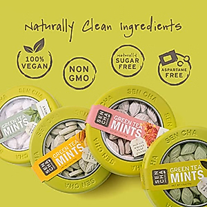 SEN CHA Naturals Green Tea Mints, Sugar-Free Breath Mints, Made With Organic Japanese Matcha Green Tea, Gluten-Free, Sugar-Free, Vegan & Keto-Friendly Mints, Moroccan Mint, 1.2oz (1 Pack)
