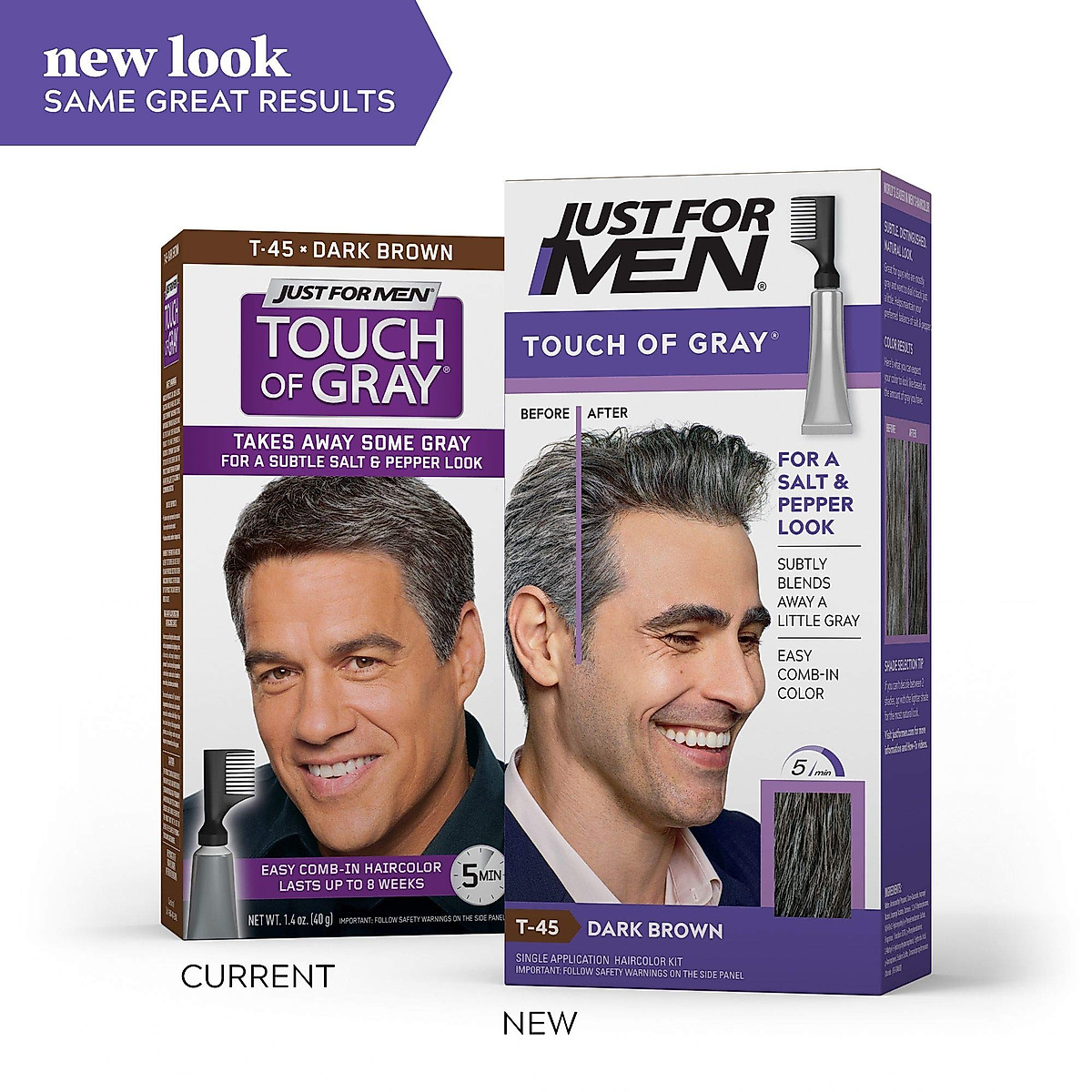 JUST FOR MEN Touch of Gray Hair Treatment T-45 Dark Brown, 2 Pack