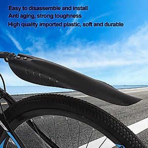 WNSC Bicycle Fenders, Adjustable Curved Design Front Rear Mudguard Easy Disassembly Installation Soft Durable Plastic Black for Mountain Bicycles for Road Bicycles