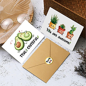 Obbyidk 48 Funny Pun Thank You Cards with Envelopes And Stickers, Bulk Boxed Set Thank You Cards, 4 x 6 in,Thank You Note Cards for Wedding, Bridal & Baby Shower, Business, Graduation