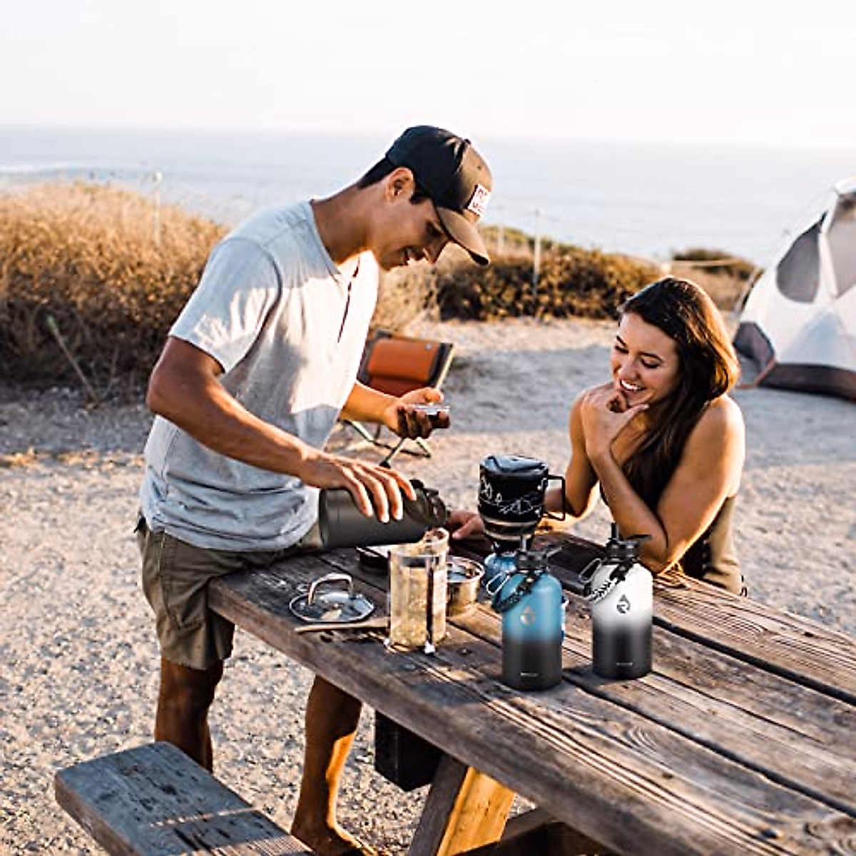 RAYMYLO One Gallon Water Bottle Insulated, Triple Walled Vacuum Stainless Steel (Cold for 48 Hrs), Leak Proof & BPA-Free, Large Water Flask Jug with Paracord Handle & Straw Spout Lids