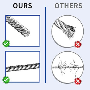 LuckIn 1/8" Stainless Steel Cable 300FT, T316 Aircraft Cable for Railing, Decking & Outdoor Projects - Uncoated Marine Grade