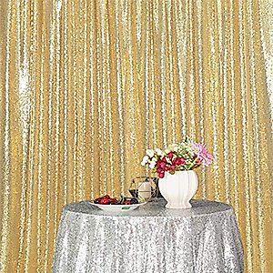 Eternal Beauty Amber Gold Sequin Wedding Backdrop Photography Background Party Curtain, 6Ft X 6Ft