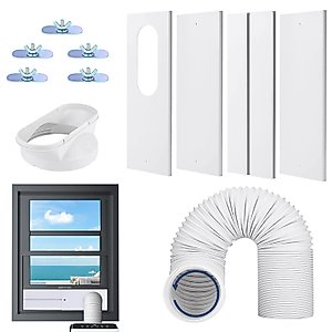 BROSYDA Portable Air Conditioner Window Vent Kit, Upgraded Seamless Portable AC Vent Kit with 5.1" Diameter of Exhaust Hose & Universal Coupler, Adjustable Window Seal Kit for Sliding Window
