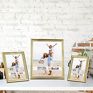 LaVie Home 8x10 Picture Frames(3 Pack, Gold) Wall or Tabletop Display, Graceful Beveled Detail Design Photo Frames with High Definition Glass, Perfect for Home Decor, Set of 3 Basic Collection