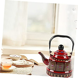 Cabilock Yellow Tea Kettle Enamel Stovetop Kettle Stove Tea Kettle Traditional Chinese Medicine Ancient Clock Whistle Universal Loose Leaves Red Stainless Steel