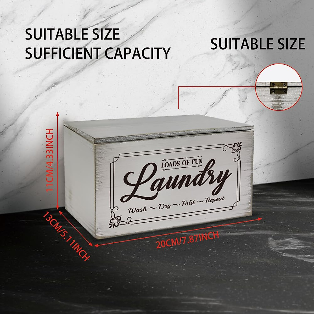 SUPERDANT Dryer Sheets Holder with Lid Rustic Dryer Sheet Dispenser Laundry Lettering Dryer Sheets Container Laundry Fabric Softener Dispenser Box for Laundry Room Organization Storage Gray