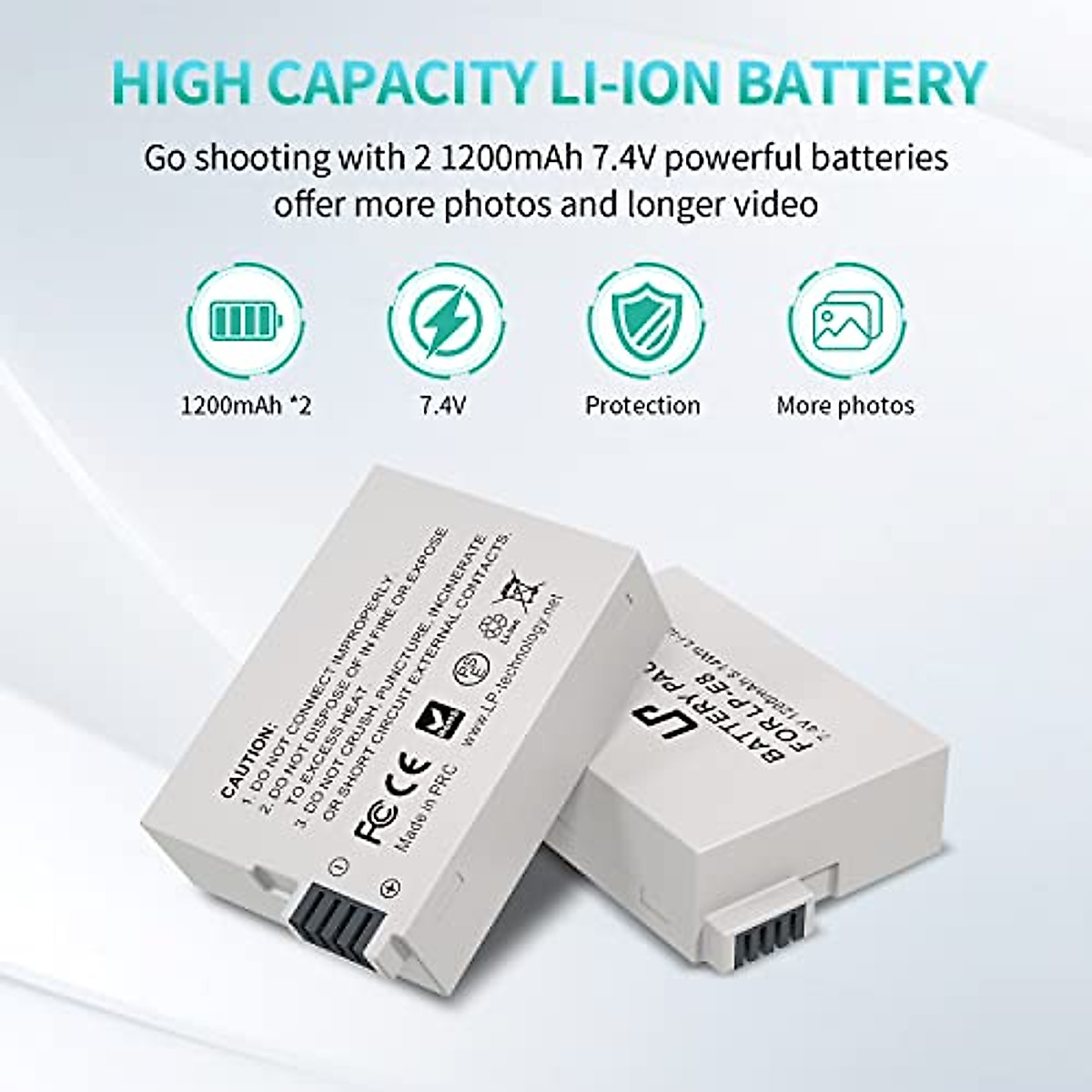 LP-E8 Battery Charger Pack, LP 2-Pack Battery & Dual Slot Charger, Compatible with Canon EOS Rebel T2i, T3i, T4i, T5i, 550D, 600D, 650D, 700D, Kiss X4, X5, X6i, X7i Cameras &More(Not for T2 T3 T4 T5)