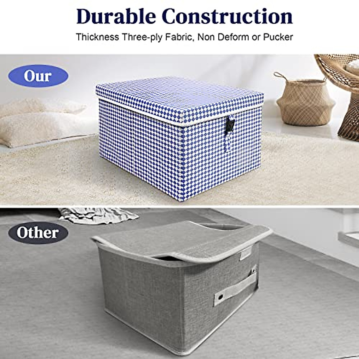 MULISOFT Large Storage Bins with Lids, 3 Packs Stackable Storage Bins with Labels and Lock, Collapsible Storage Boxes, Cube Storage for Home, Closet, Bedroom, Office (16.6x13x9.84)