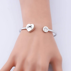 FUSTMW Dog Owner Bracelet Dachshund Boxer Golden Retriever Dog Lover Gifts Pitbull Boston Terrier Paw Print Bangle Jewelry (Golden Retriever Bracelet)