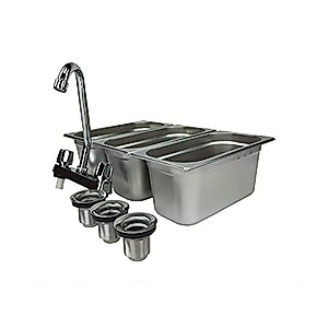 Concession Sink 3 Compartment Portable Stand Food Truck Trailer 3 Small w/Faucet