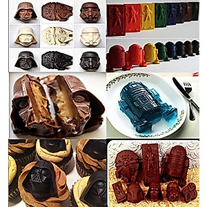 Sunerly Silicone Ice Tray Molds in Star Wars Character Shapes, Ideal for Chocolate, Ice Cubes Trays, Jelly, Sweets, Desserts, Baking Soap and Candle Making (Set of 7)