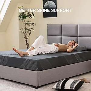 Dyonery Queen Mattress 6 Inch Charcoal Memory Foam Mattress in a Box, CertiPUR-US Certified Fiberglass Free, Gel Double Mattress, Made in USA, 80" × 60" × 6", Medium