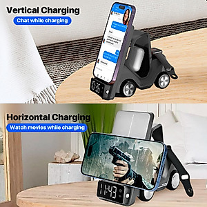Diecallan 5 in 1 Wireless Charging Station 20W Adapter Fast Wireless Charging Apple Devices for iPhone 15/14/13/12 Series for AirPods Pro/3/2,for Apple Watch/iWatch Support Alarm Clock Light（Grey）