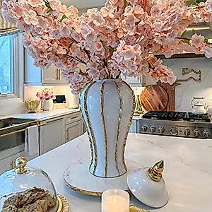 Porcelain Ginger Jar Storage Organizer Decoration Handicraft Floral Display Ceramic Flower Vase Temple Jar for Office Party Home Livingroom Bedroom Weddings Desk