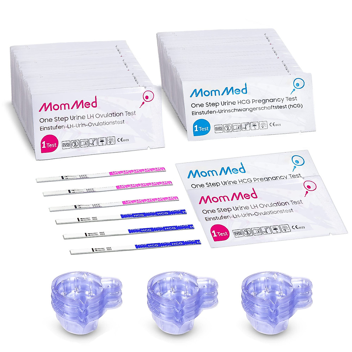 Ovulation and Pregnancy Test Strips (HCG25-LH80), OPK Ovulation Predictor Kit Includes 25 Early Pregnancy Tests, 80 Ovulation Test Strips, 105 Urine Cups, Accurate Fertility Test for Women