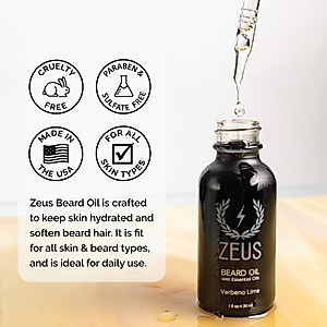 ZEUS Natural Beard Oil, Premium Conditioning Beard Oil to Soften Beard & Mustache – MADE IN USA (Vanilla Rum) 1 oz.