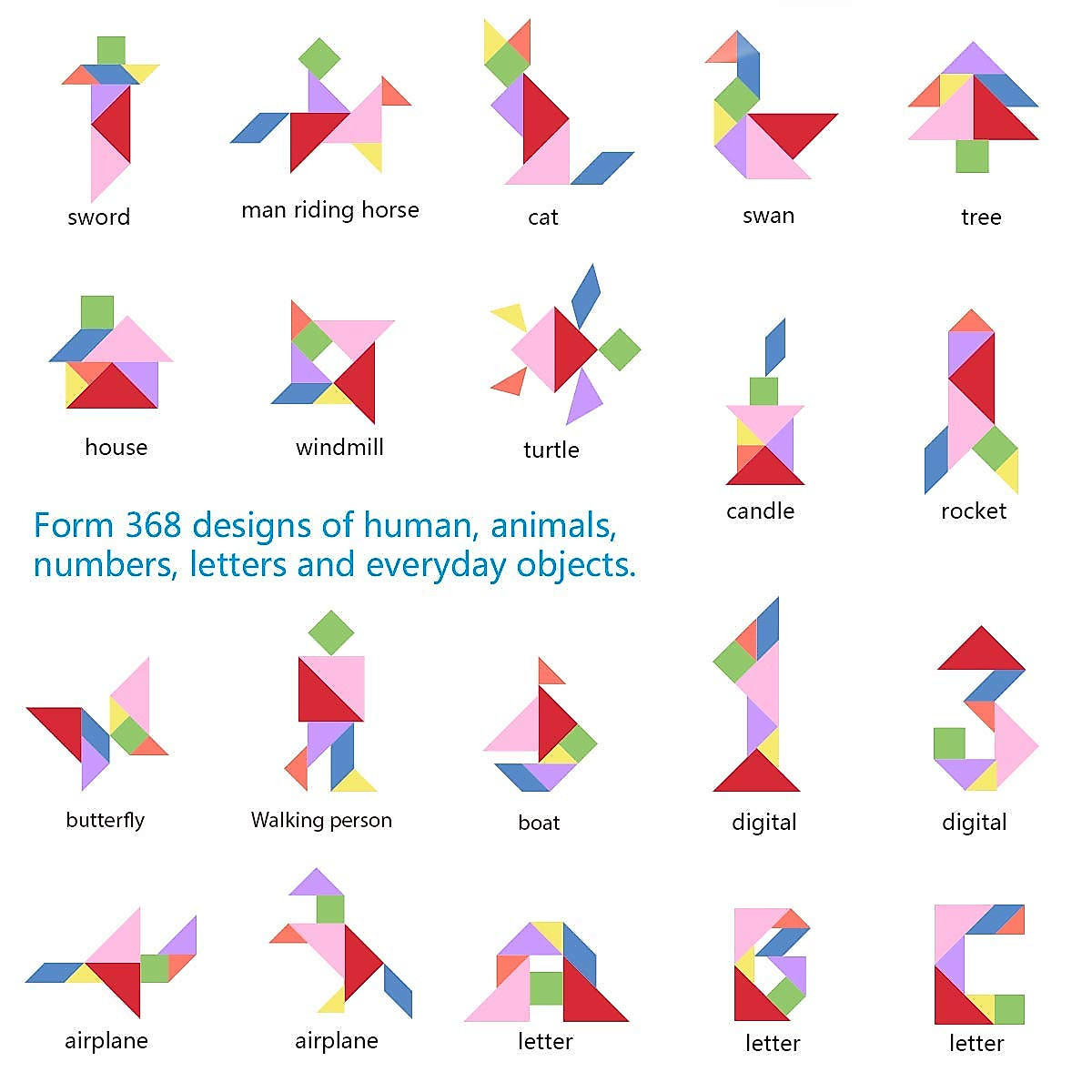 Vanmor Travel Tangram Puzzle with 2 Sets Magnetic Plate-Montessori Shape Pattern Blocks Jigsaw Road Trip Games with 368 Solution - IQ Book Educational Toy Brain Teaser Gift for Kids Adults Challenge