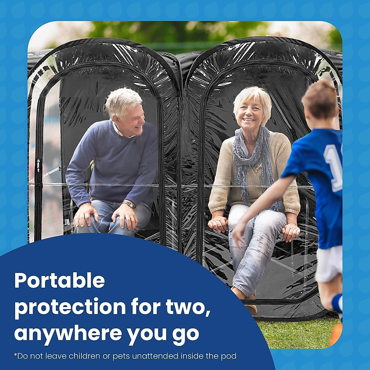 WeatherPod – The Original Pop Up Spectator Pod – Extra Large Weatherproof Pop-Up Pod for up to 2 People – Lightweight, Easy Open & Close – Protection from Cold, Wind and Rain – 70” x 35”