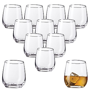 Kitchen Lux 12oz Drinking Glass Tumbler – Set of 12 – Premium Clear Glasses For Wine, Shots, Cocktails, Scotch and All Purpose Drinking Cups – Elegant Stemless Design – Dishwasher Safe