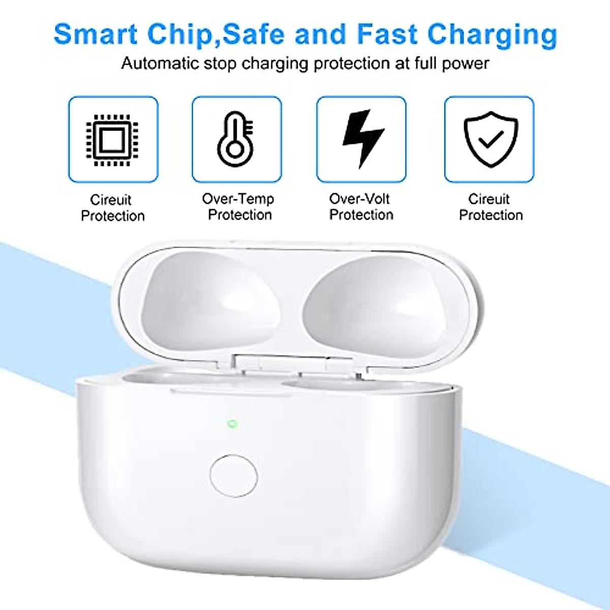 Wireless Charging Case Replacement Compatible with AirPods 3rd Generation, Air Pods 3 Charger Case with Pairing Sync Button - White