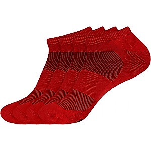 Men's Extra Large Rayon from Bamboo Fiber Colored Sports Superior Wicking Athletic Ankle Socks - Cherry Red - 4prs, Size 10-14