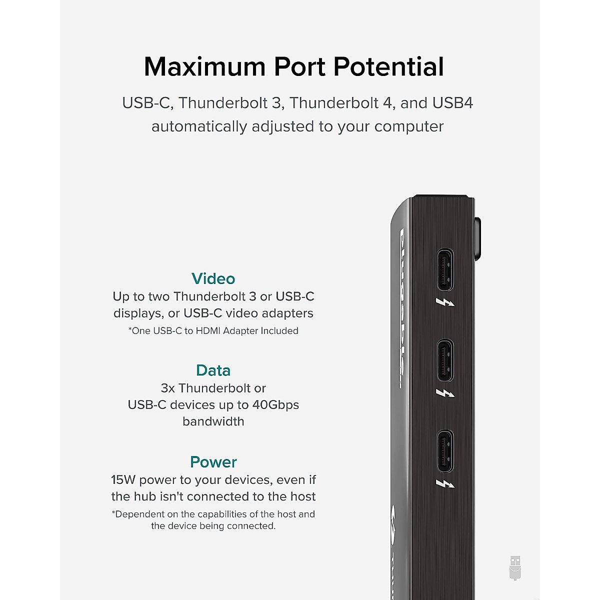 Plugable Thunderbolt 4 Hub Bundle Includes USB-C to 4K HDMI Adapter and 7-in-1 Multiport Adapter, 60W Laptop Charging, Compatible with Mac, Windows Laptops, Thunderbolt 3 or 4, and USB4 Devices