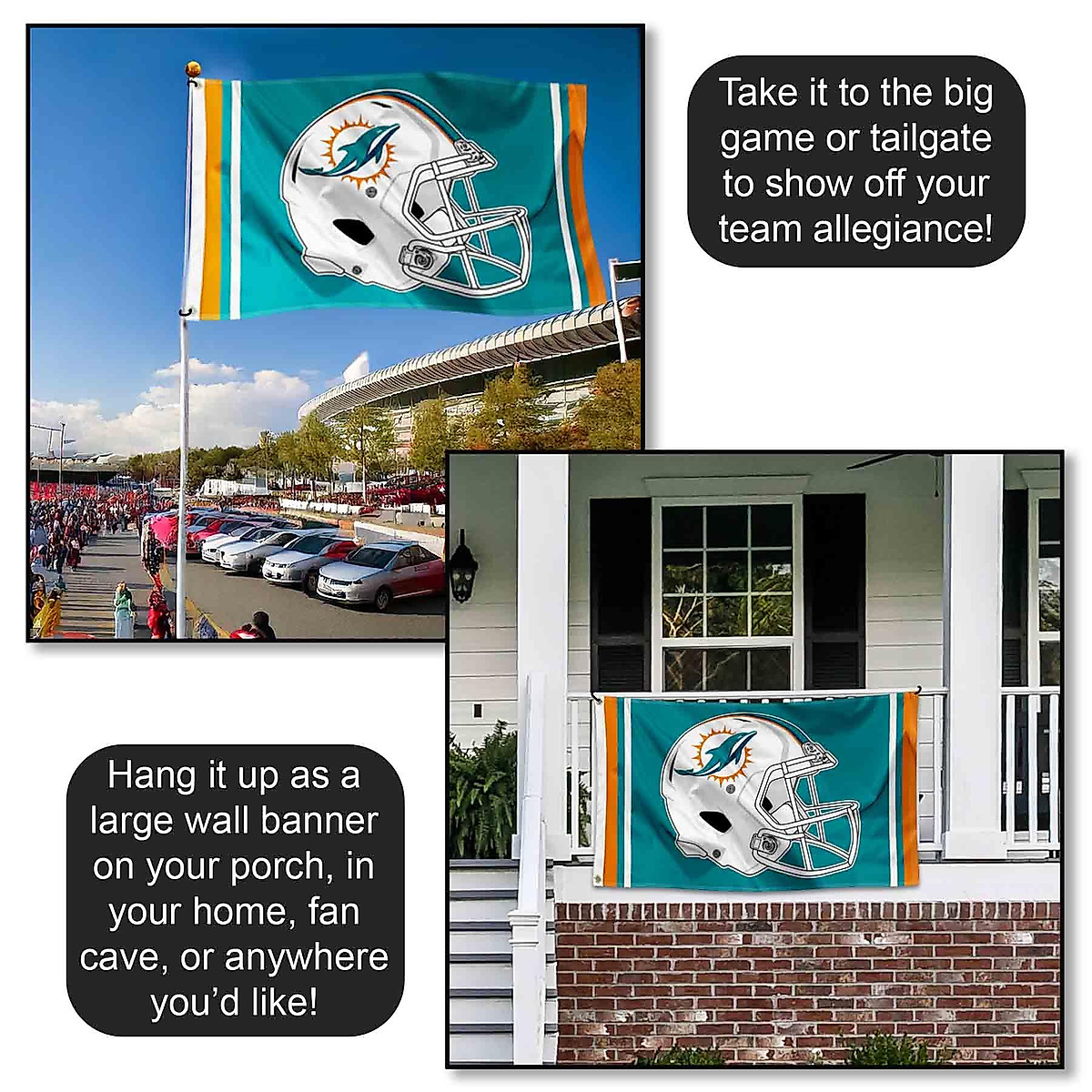 WinCraft Miami Dolphins New Helmet Grommet Pole Flag