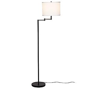 Catalina Lighting 24288-000 Traditional Swing Arm Floor Lamp for Office, Living Room, Dorm or Bedroom, Smart Home Compatible, Bulb Not Included, 60", Black