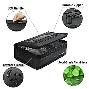 Aosbos Insulated Lunch Bag Small Lunch Box for Men Women Compact Lunch Bags Mini Food Storage Bag Flat Cooler Bag Thin Lunchbox Black Reusable Sandwich Bags Portable Snack Bag Tiny Thermal Bag