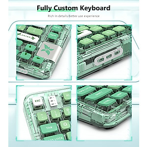 GK GAMAKAY GK75 75% RGB Transparent Gasket Mechanical Keyboard, Bluetooth/USB-C/2.4GHz 80 Keys Hot Swap Gateron Yellow Switch 2.0 KSA Profile PBT Keycaps Gaming Keyboard (Mint Green)