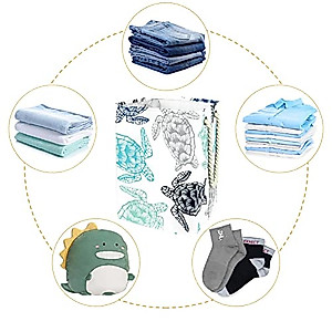 Inhomer Blue Green Black Grey Sea Turtles Pattern Large Laundry Hamper Waterproof Collapsible Clothes Hamper Basket for Clothing Toy Organizer, Home Decor for Bedroom Bathroom