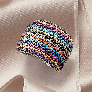 Ross-Simons Multicolored CZ Ring in Sterling Silver. Size 7