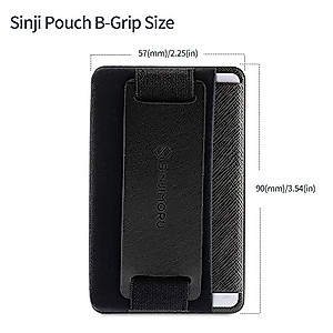 Sinjimoru Phone Grip Card Holder with Phone Stand, Secure Stick on Wallet for iPhone with Pop Out Stand for Table. Sinji Pouch B-Grip Black