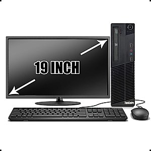 Lenovo ThinkCentre Small Form Desktop PC Computer Package, Intel Quad Core i5 up to 3.4GHz, 8G DDR3, 1T, DVD, VGA, DP, 19 Inch LCD Monitor, Keyboard, Mouse, Win 10 Pro 64 (Renewed)