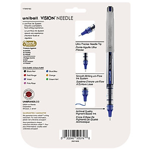 uniball Vision Needle Rollerball Pens with 0.7mm Fine Point, Assorted, 8 Count
